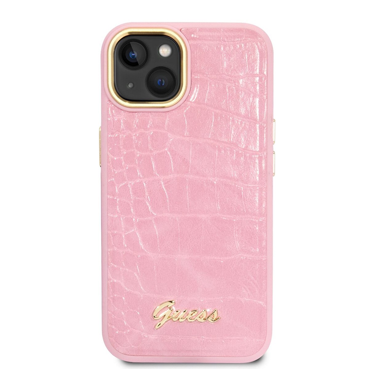 Husa telefon Guess pentru iPhone 14 Plus, Croco with Metal Logo, Piele ...