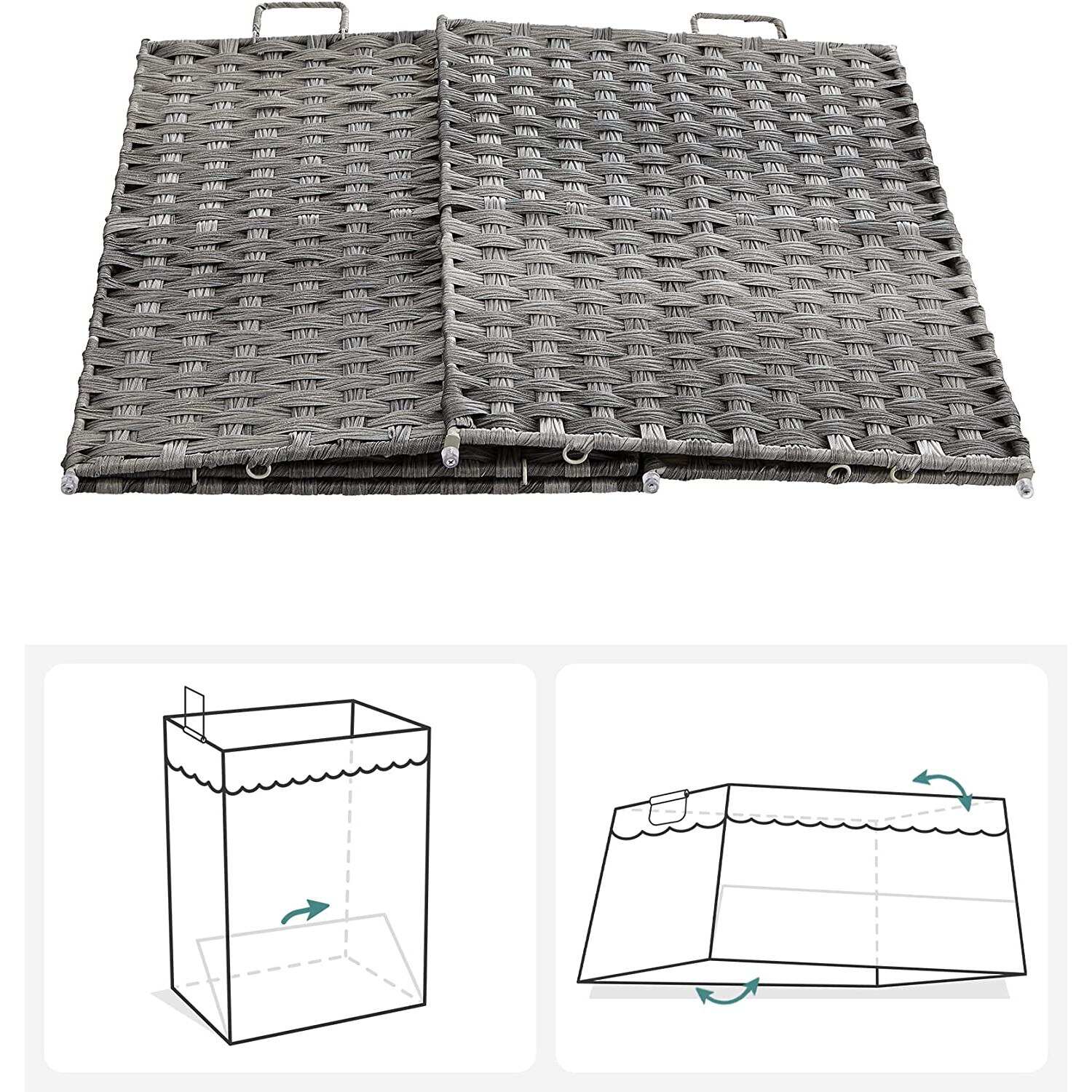 Cos de rufe murdare, SONGMICS 70L, cos, cu saci de rufe, manere ...