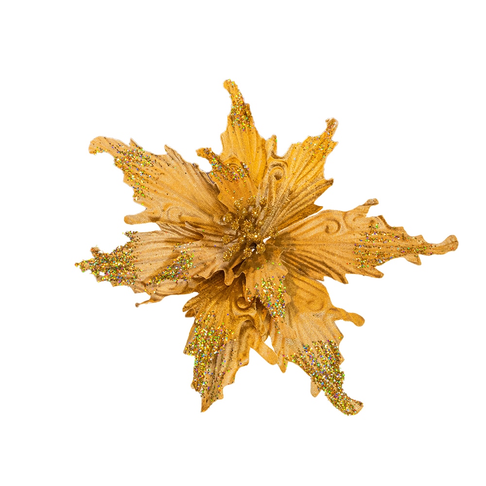 Decoratiune pentru brad in forma de floare, culoare auriu, dimensiune ...