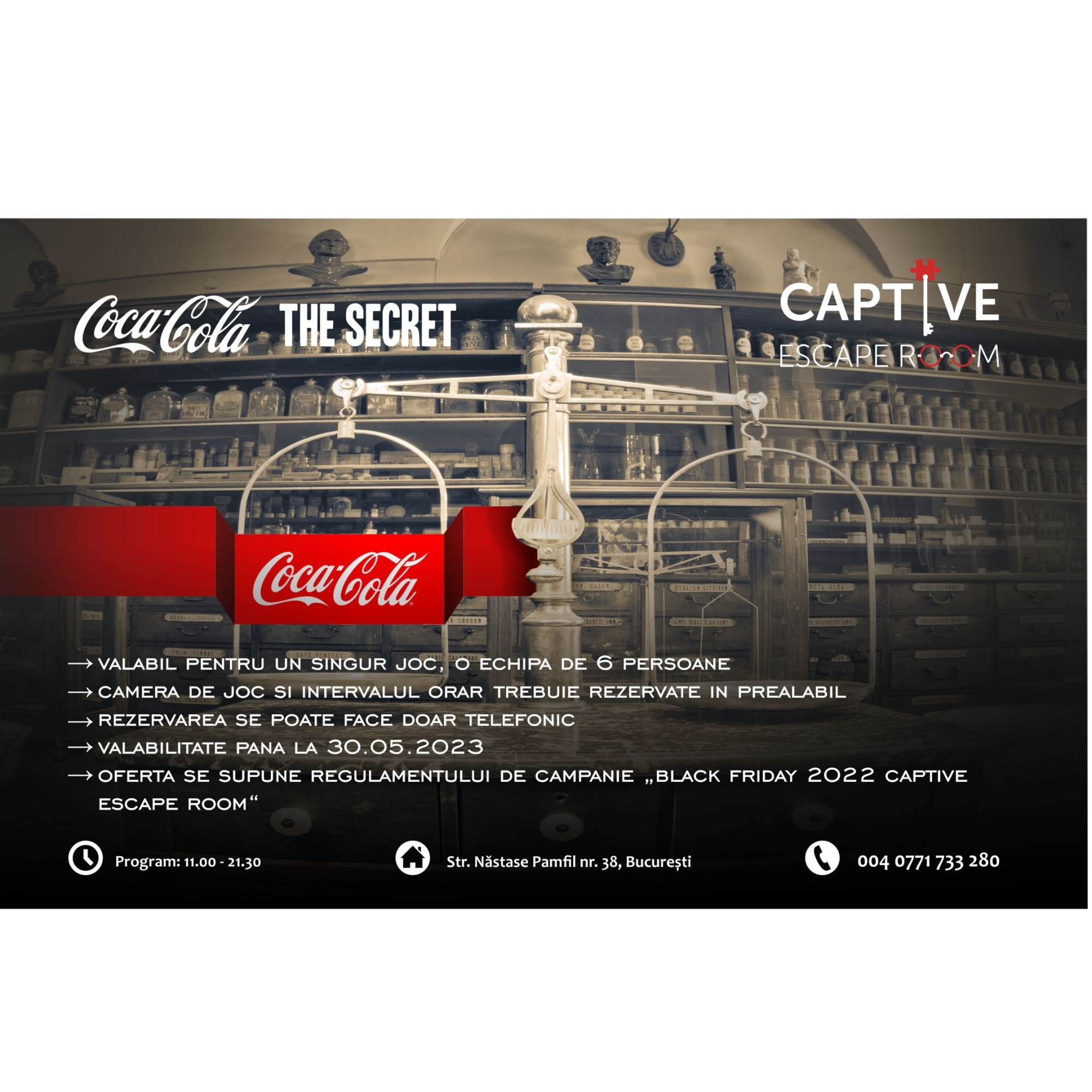 Captive Escape Room, Voucher acces pentru 6 persoane in camera "Coca ...