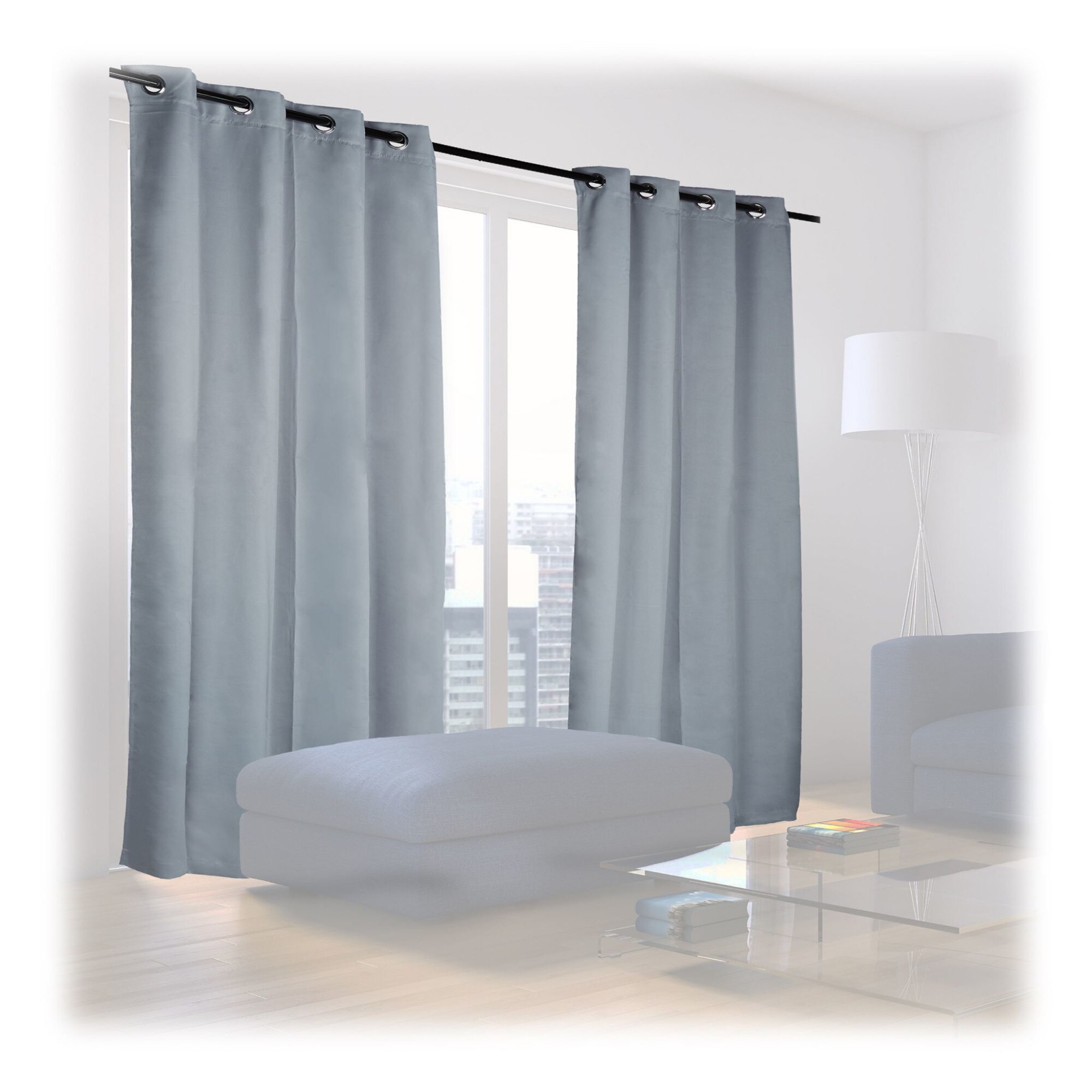 Set 2 draperii Black-out, Relaxdays, gri, 210 g per m², 245 x 135 x 0.5 ...
