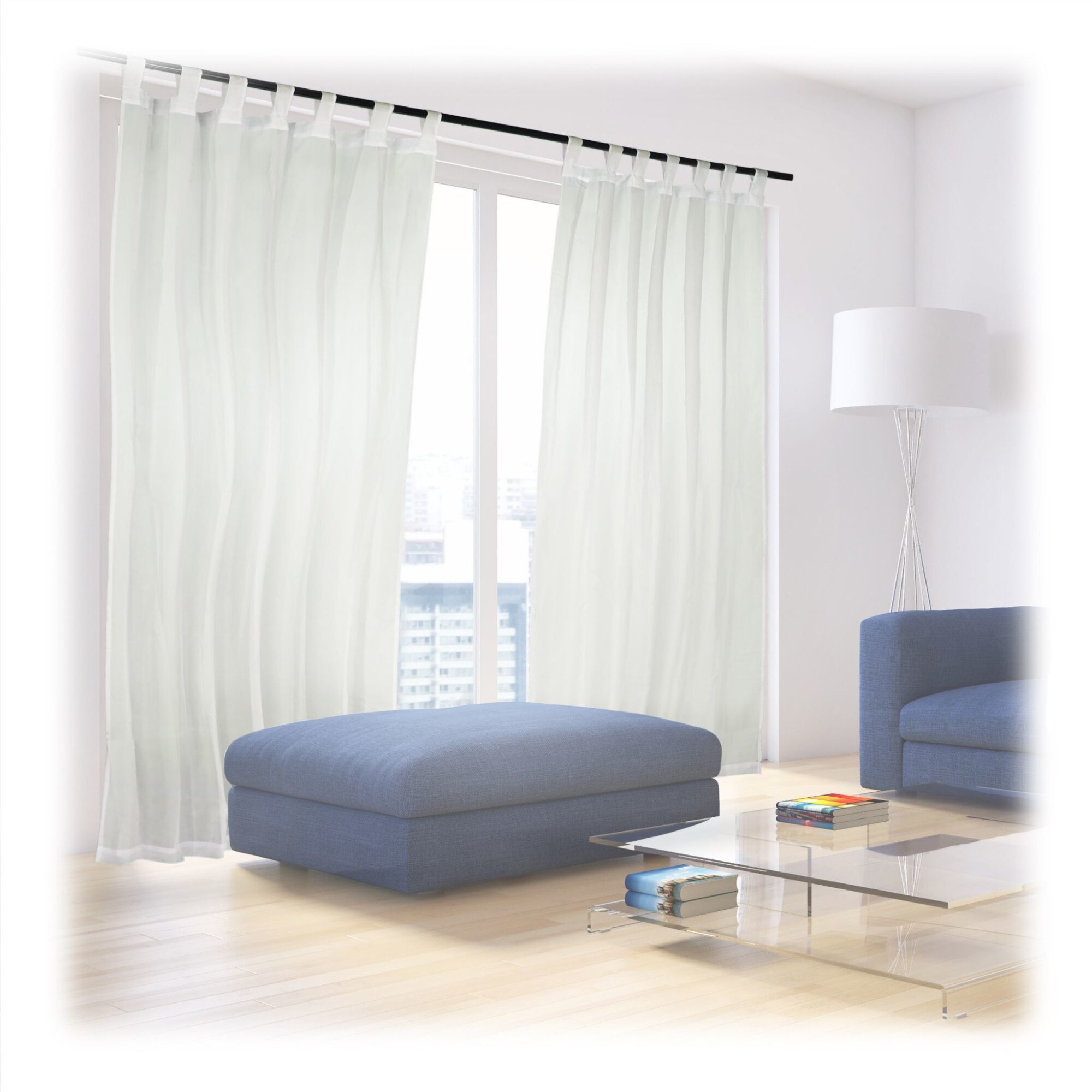Set 2 draperii Relaxdays, crem, 245 x 140 x 0.1 cm - eMAG.ro