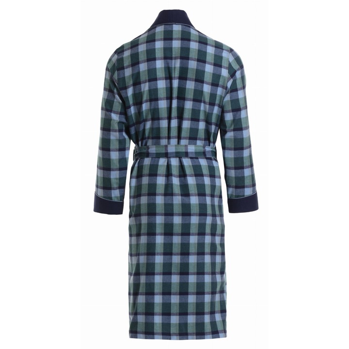 Halat de baie in carouri, Bumbac, Pentru barbati, Albastru/Verde ...