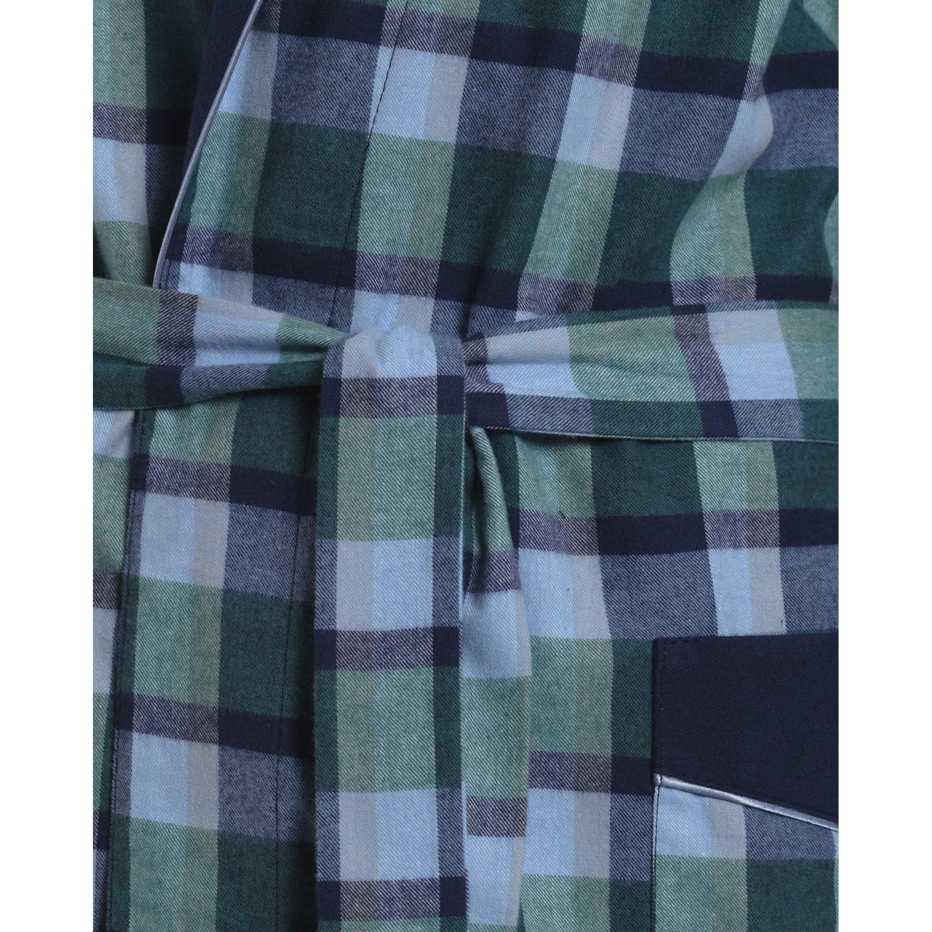 Halat de baie in carouri, Bumbac, Pentru barbati, Albastru/Verde ...