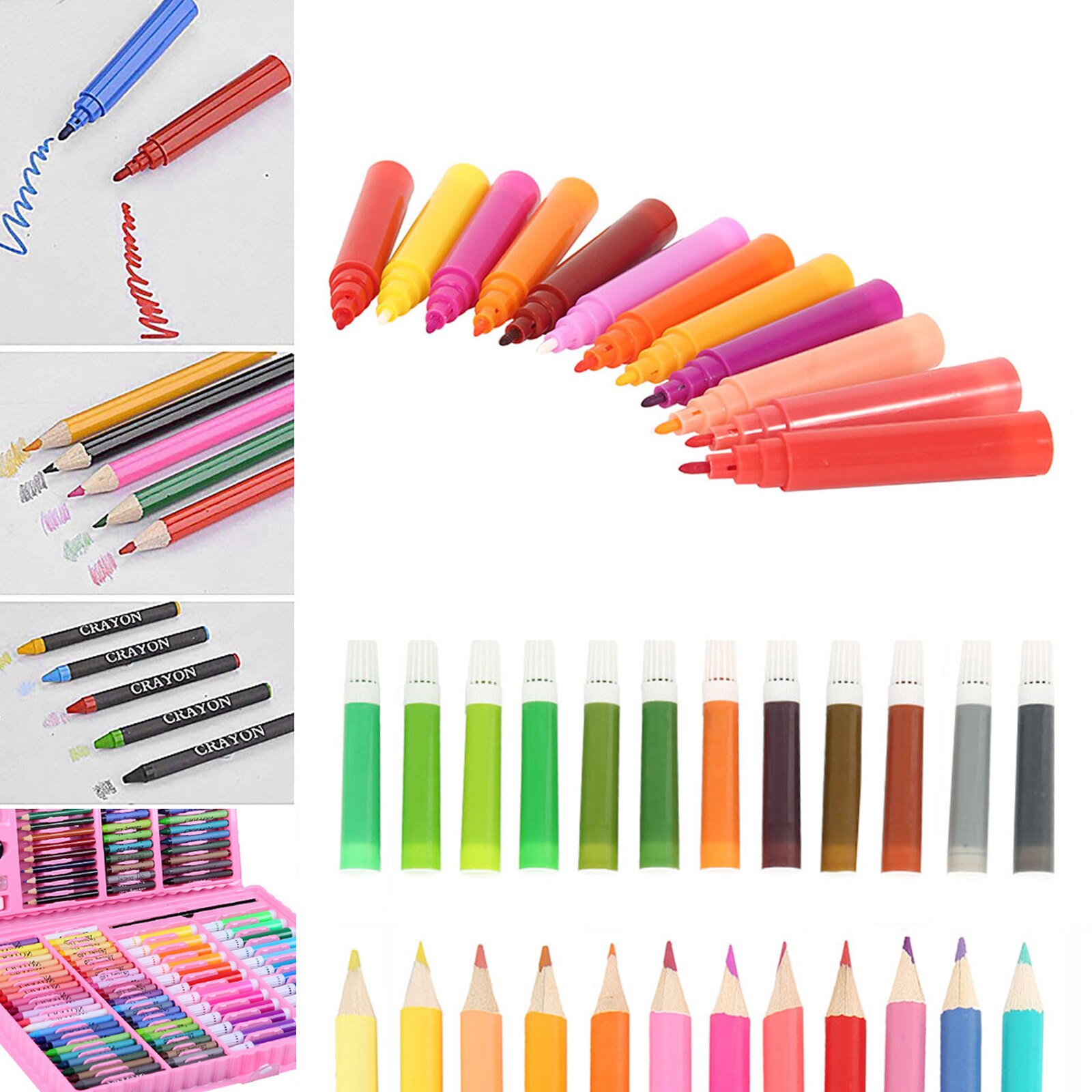 Set de pictura si desen, 168 bucati, tip valiza de depozitare, negru ...