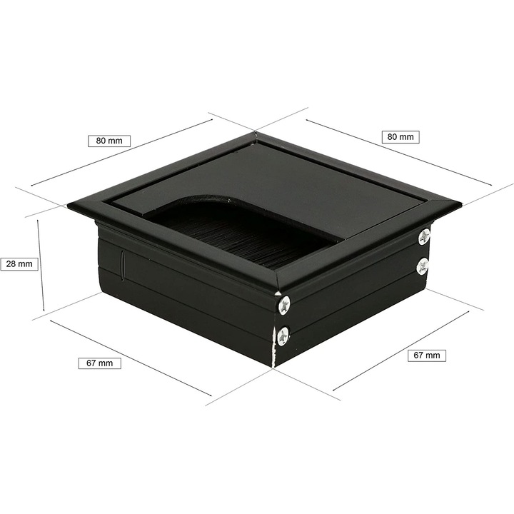 Set 2 suporturi trecere cabluri, Kotarbau, Aluminiu, 80 x 80 mm, Negru ...