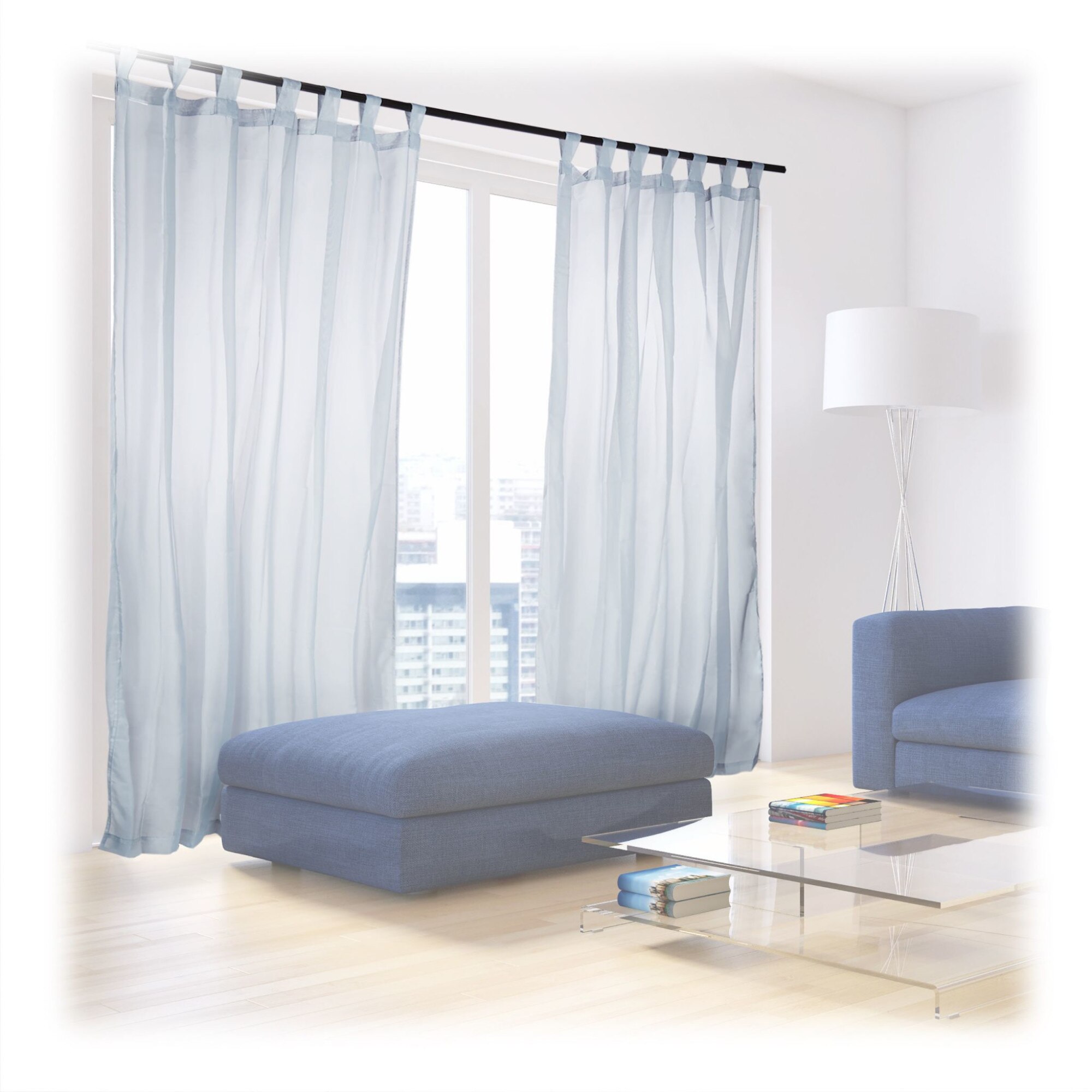 Set 2 draperii Relaxdays, gri, 245 x 140 x 0.1 cm - eMAG.ro