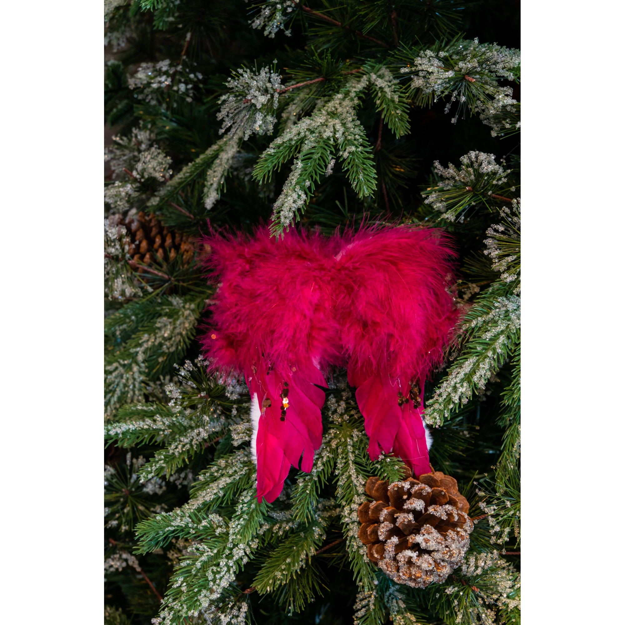 Aripi de inger decorativ pentru brad, culoare ciclam, dimensiune ...