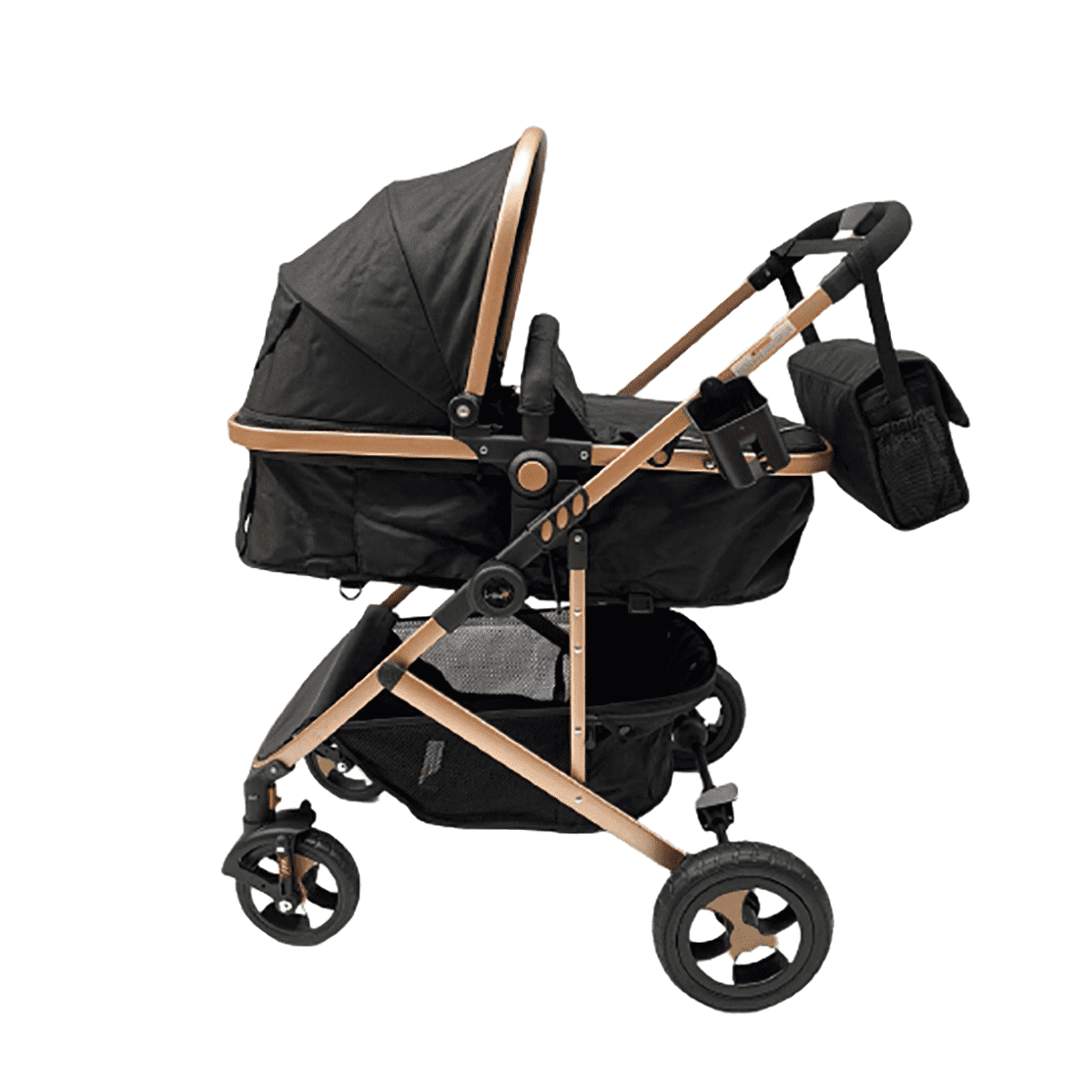 Carucior 2 in 1, little sun, landou sport, cadru reversibil, negru, 808 ...