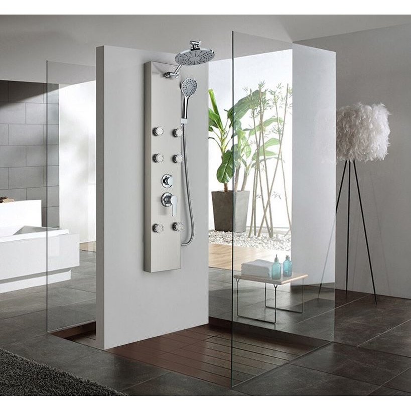 Panel de dus din otel inoxidabil, Argintiu-Nichelat, functie ploaie ...