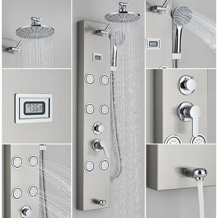 Panel de dus din otel inoxidabil, Argintiu-Nichelat, cu display al ...