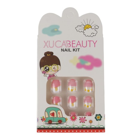 Set 12 Unghii False Pentru Copii, Xuca Beauty, 06 Pink and Gold - eMAG.ro