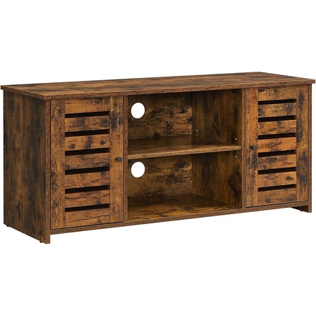 Suport TV, VASAGLE,110 x 40 x 50 cm, cu deschidere prin cablu, rafturi ...