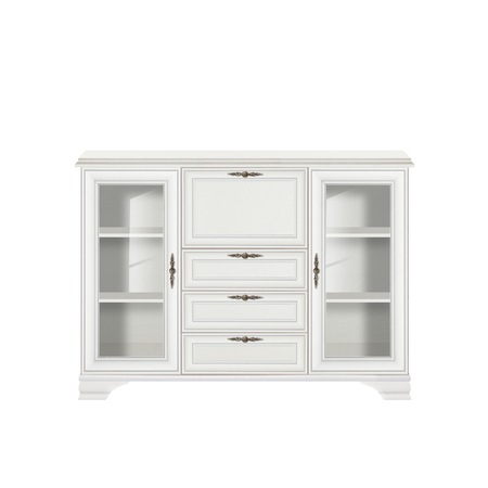 Comoda cu sticla, Idento KOM2W3S1B, Alb mat, 154,5x44,5x109,5 cm - eMAG.ro