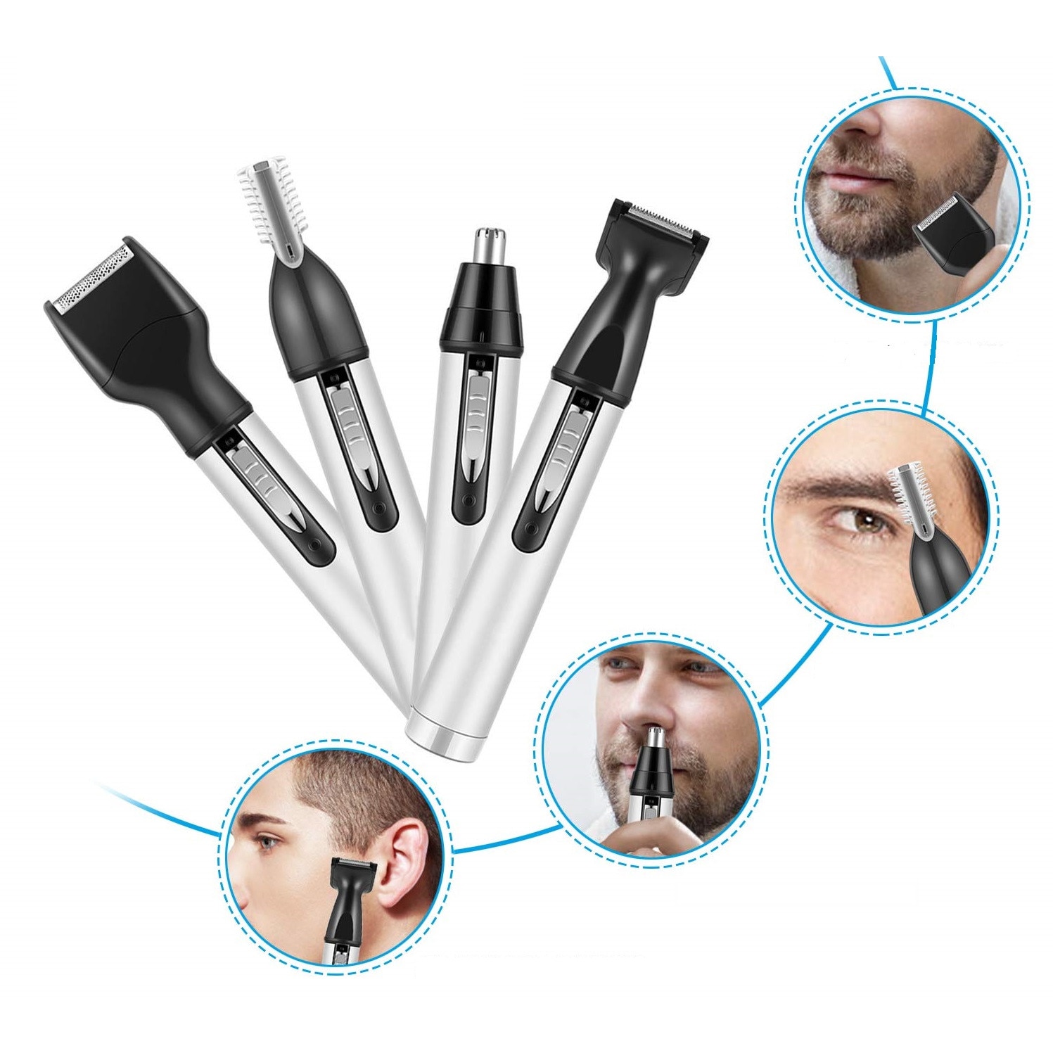 Set de Ingrijire 4in1, Aparat de Ras Perciuni si Barba, Tuns Sprancene ...