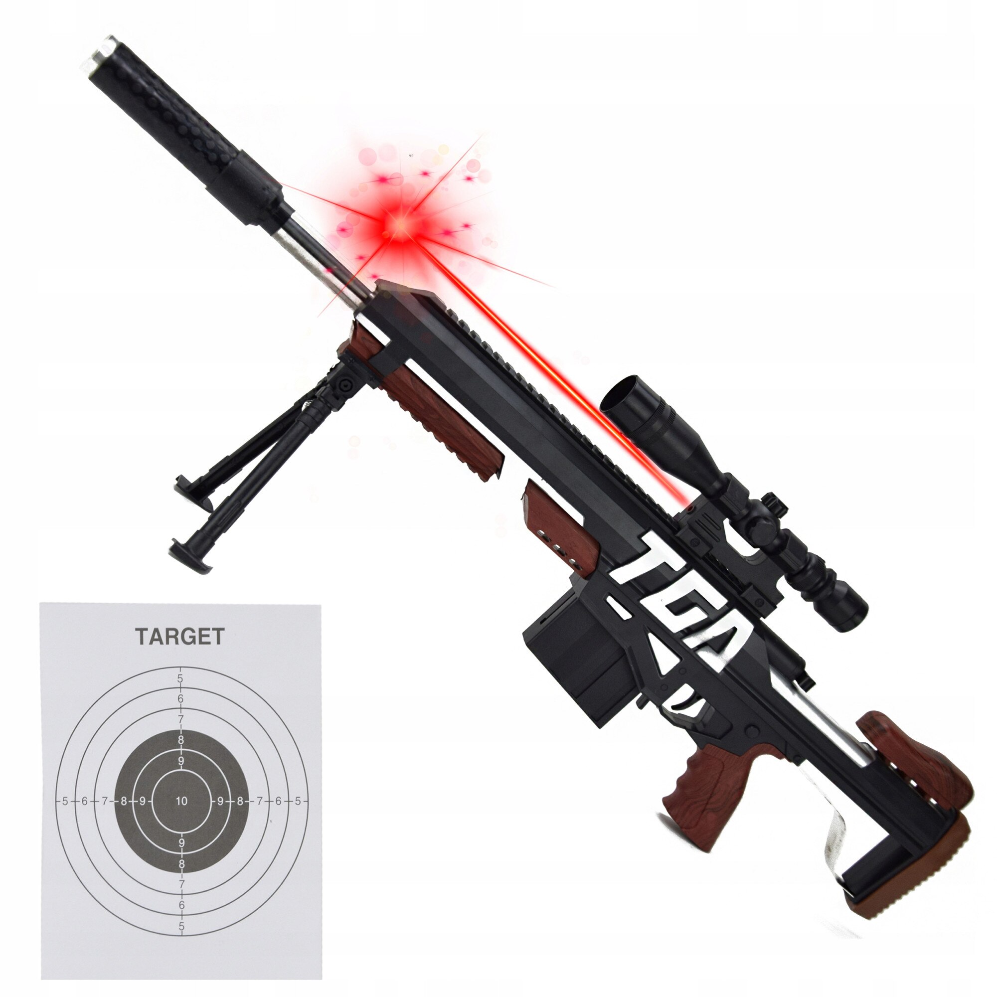 Jucarie pusca automata cu glont cu laser, Plastic, 78 cm, Multicolor ...