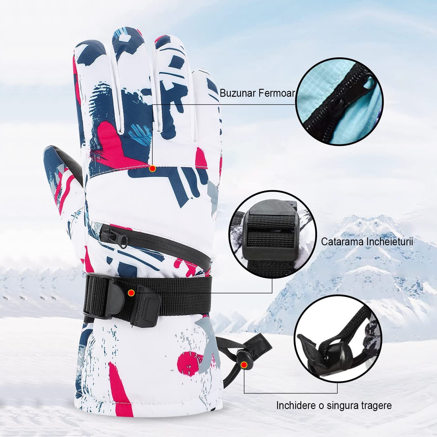 Manusi ski, Sundiguer®, Poliuretan, Anti-vant, Multicolor - eMAG.ro