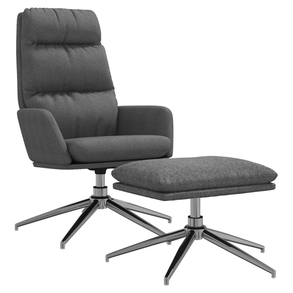 Scaun de relaxare cu taburet vidaXL, gri deschis, textil, 70 x 77 x 98 ...