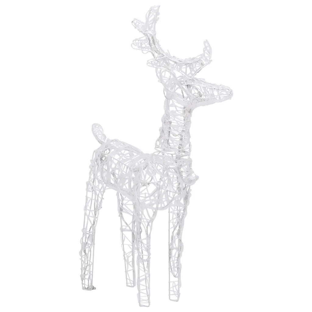 Decoratiune exterior Craciun, ren acril, 60 LED-uri cu lumina alba rece ...