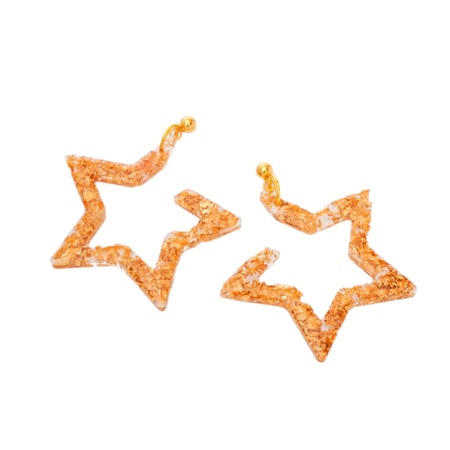 Cercei in forma de stea, cu foita aurie, Golden Star, handmade din ...