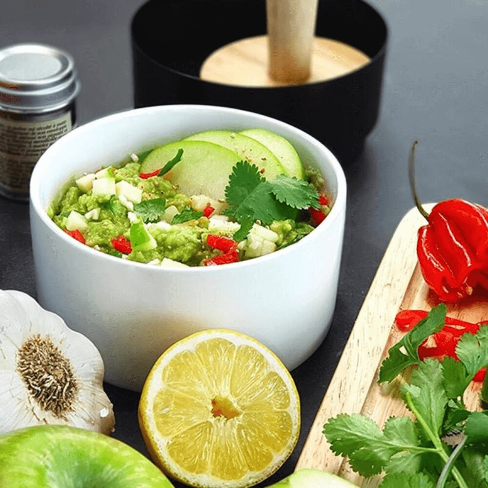 Set pentru guacamole 3 in 1, Cookut, Bambus/Ceramica, Multicolor - eMAG.ro