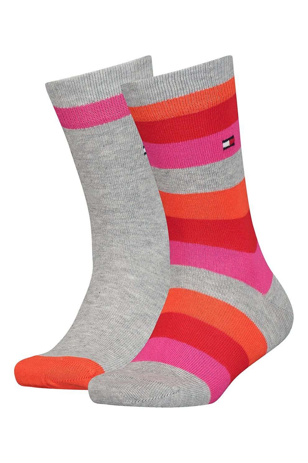 Tommy Hilfiger, Дълги раирани чорапи - 2 чифта, Мандарина, Сив, 35-38 ...