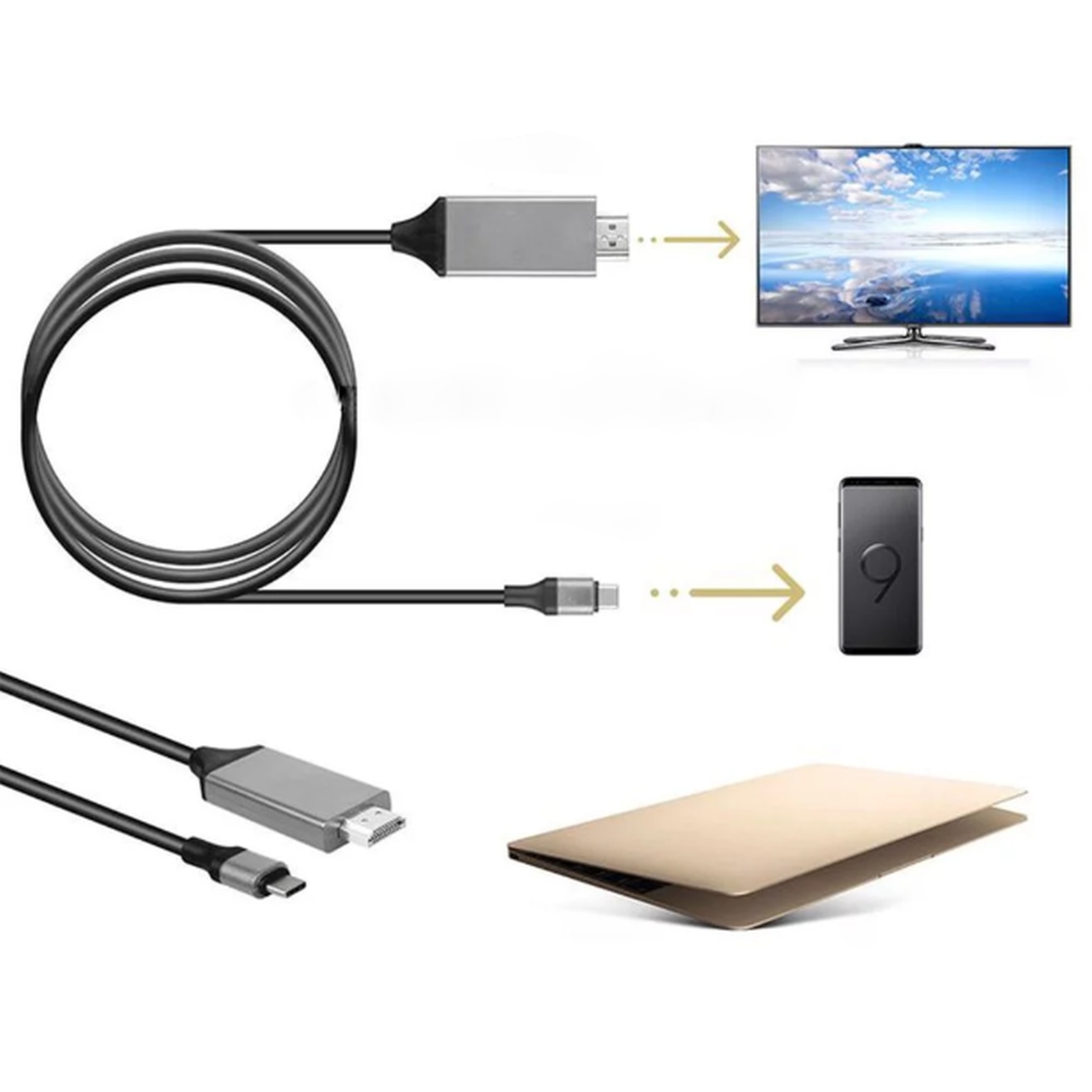 Кабелен Адаптер MHL USB-C КЪМ HDMI, Zenwire, 4K Thunderbolt 3.0 За ...
