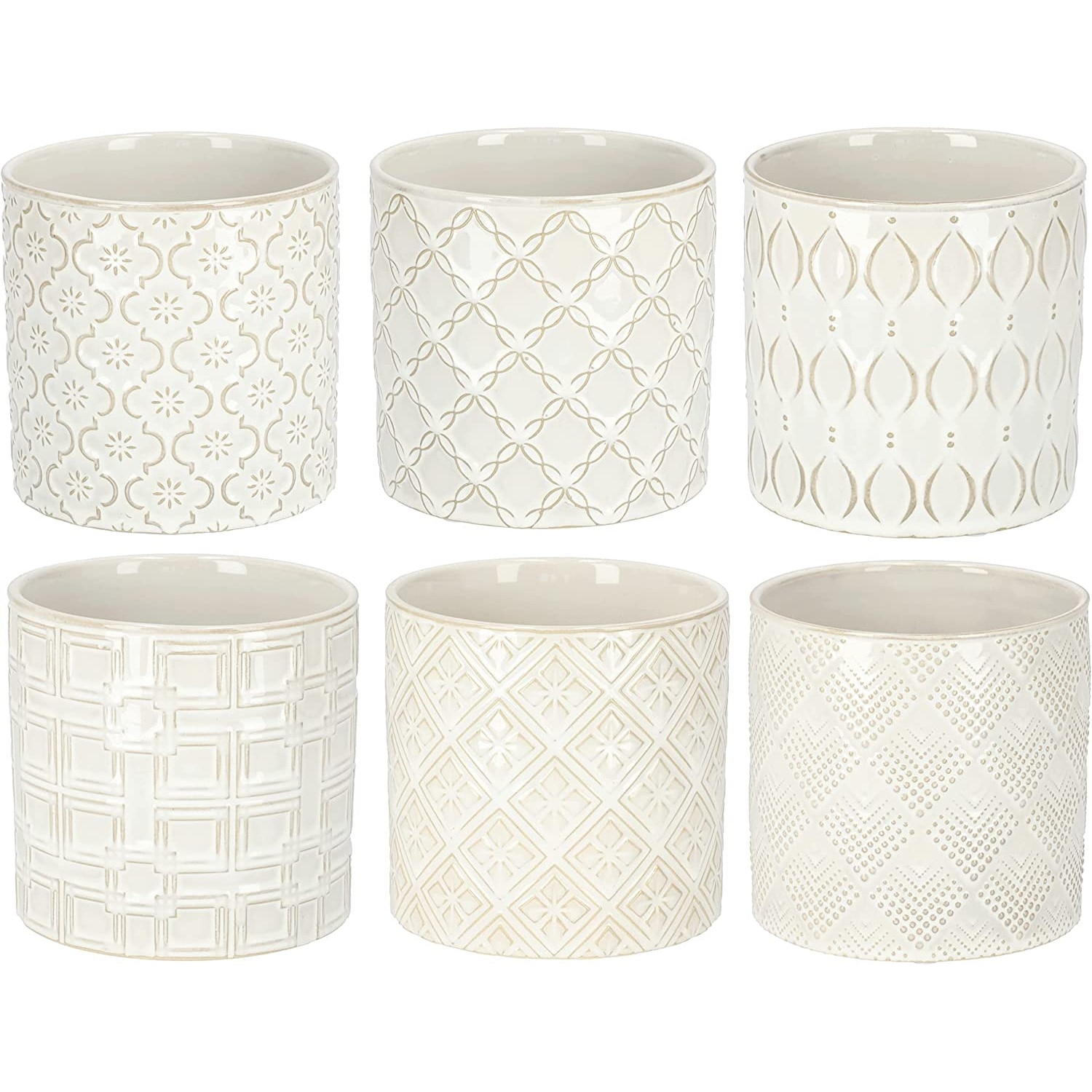 Set 6 Ghivece Decorative, Kotarbau, Ceramica, 130 mm, Alb - eMAG.ro