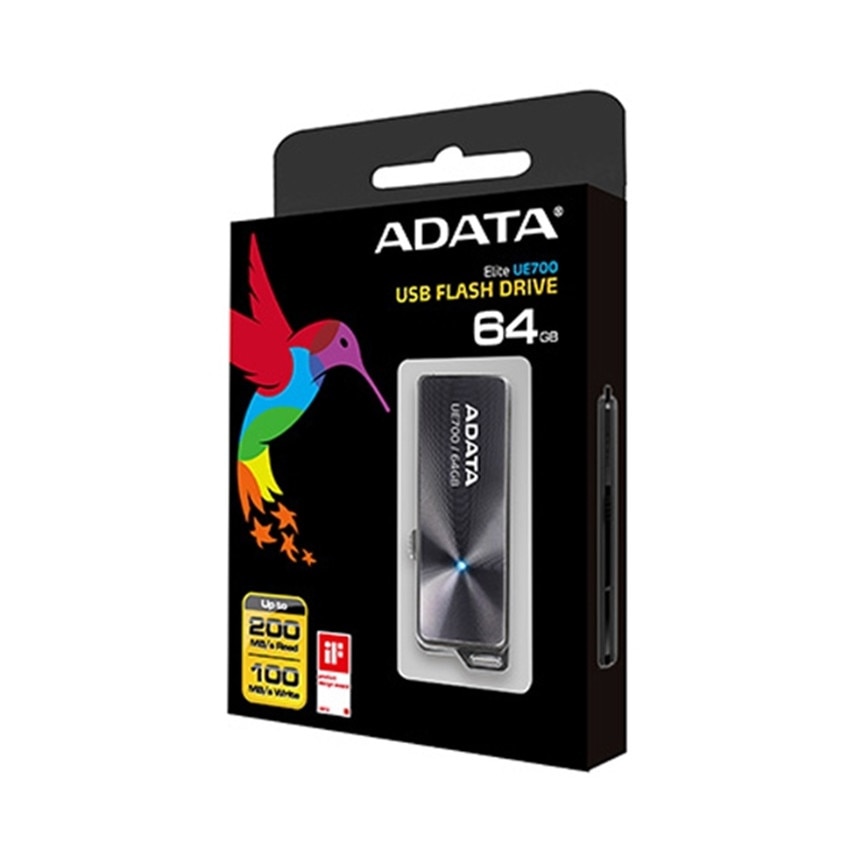 USB Флаш памет, 64GB, U3.0, A-Data Elite, UE700, черно, SS300269 - eMAG.bg