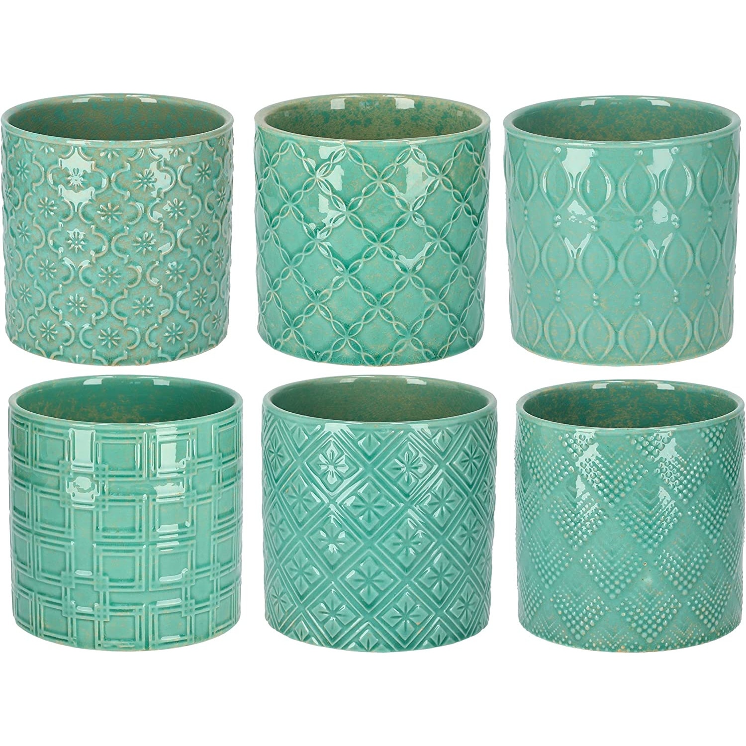 Set 6 Ghivece Decorative, Kotarbau, Ceramica, 130 mm, Verde - eMAG.ro