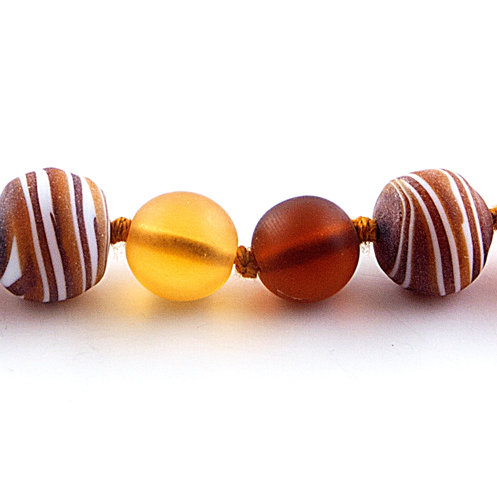 Colier DELICATO maro din sticla de Murano, cu finisaj mat, 50 cm ...