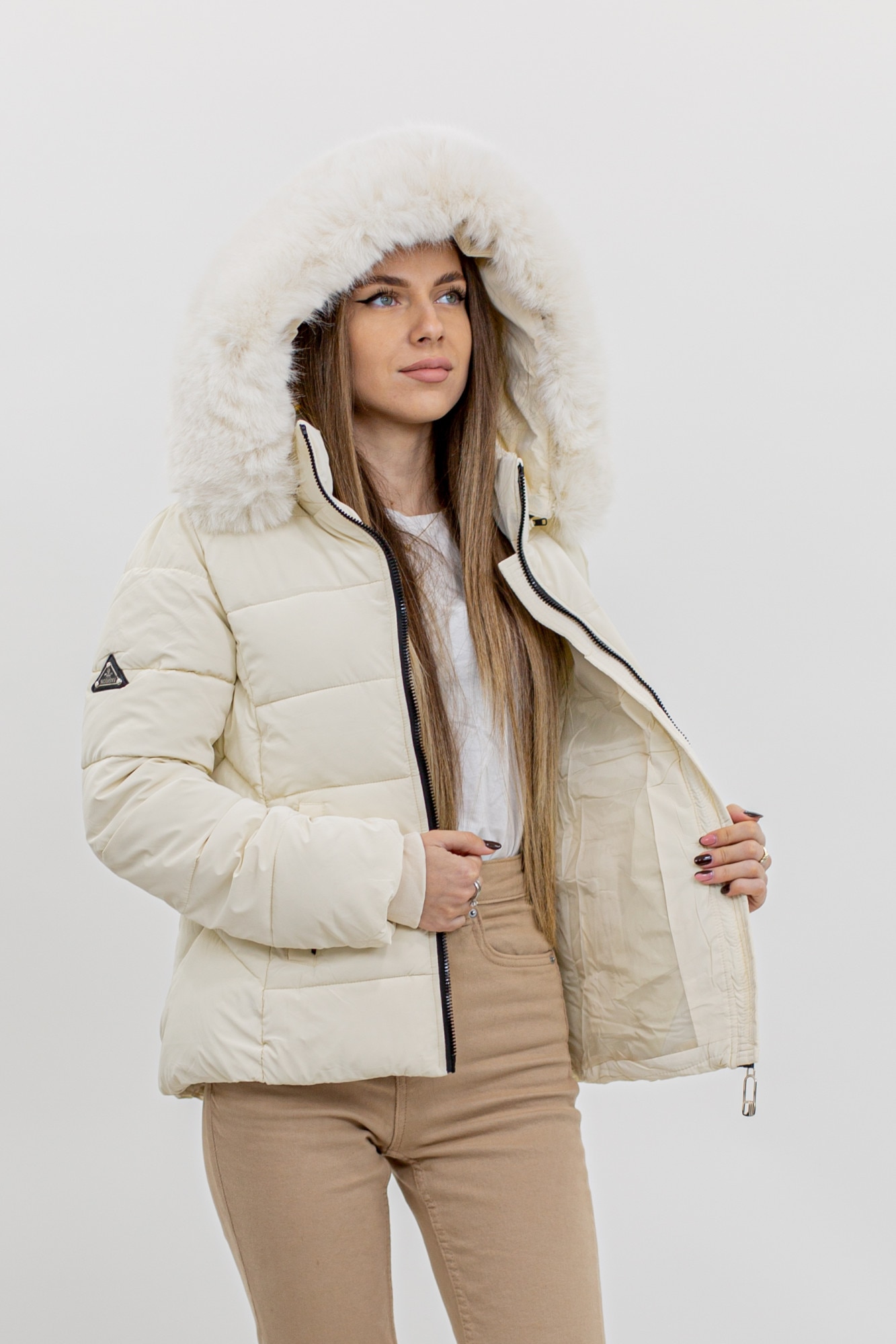 Geaca dama 907, Crem, L - eMAG.ro