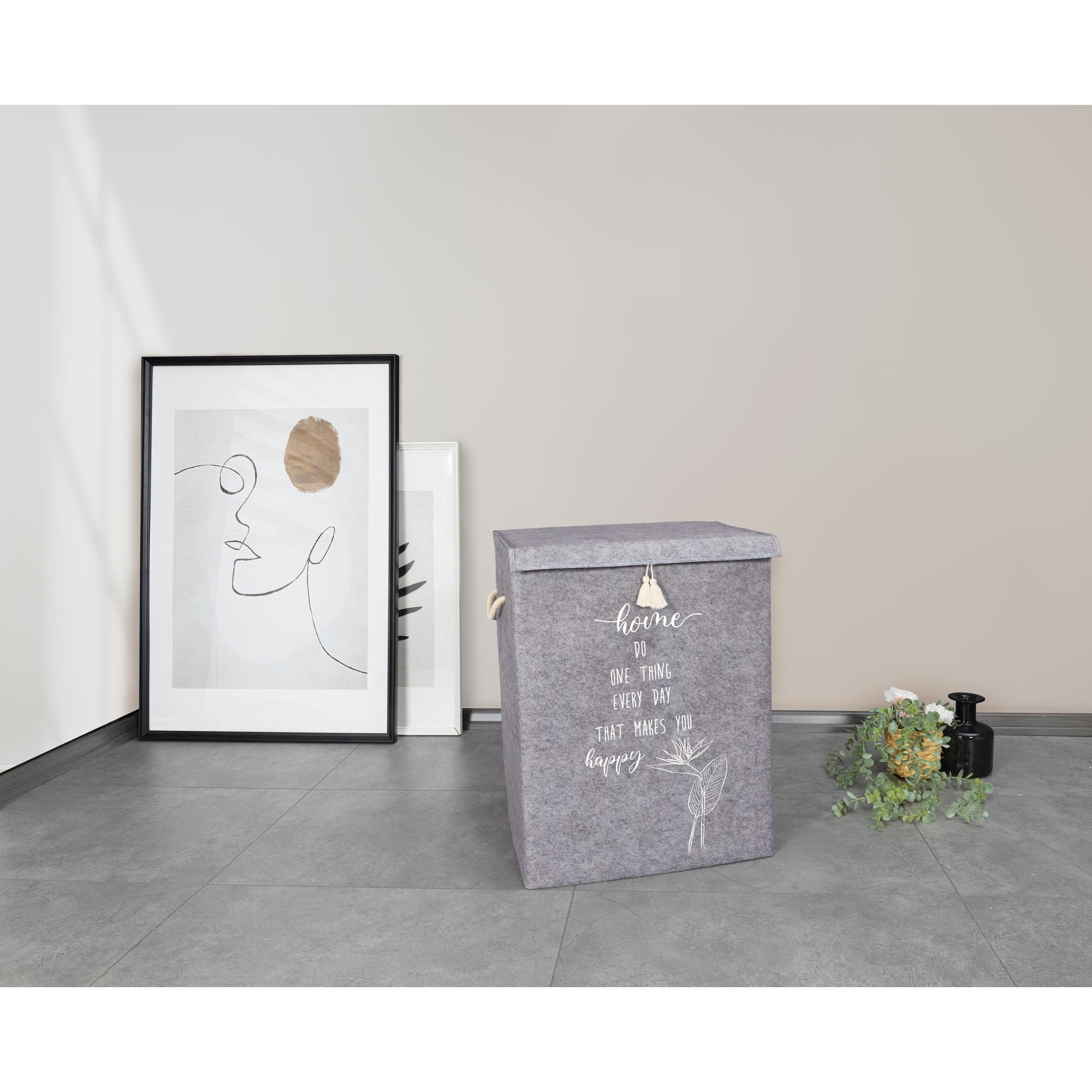 Cutie multifunctionala pentru depozitare cu capac, 41 x 30 x 55 cm, Gri - eMAG.ro