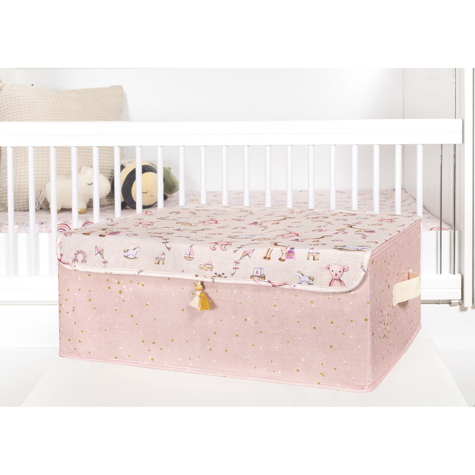 Cos de haine/jucarii, din pasla, cu capac, dimensiuni 50cmx38cmx19cm ...