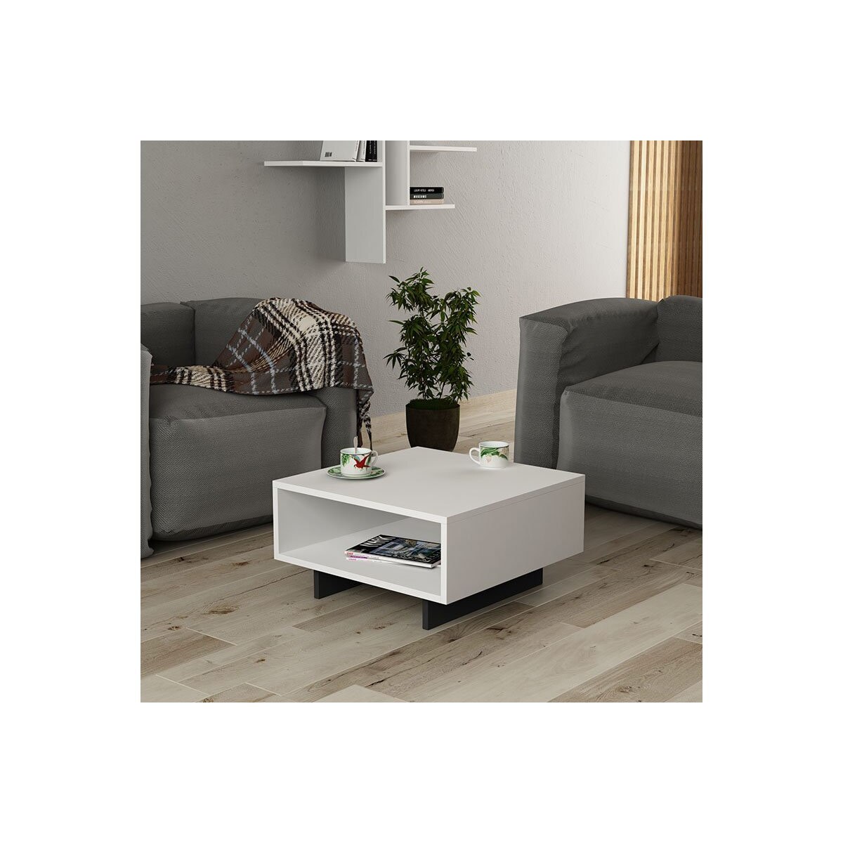 Masuta de cafea Hola Pakoworld, alba, 60x60x32 cm - eMAG.ro