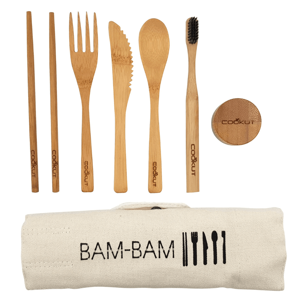 Set tacamuri si periuta de dinti, Cookut, Bam-Bam, Bambus, Maro natur ...