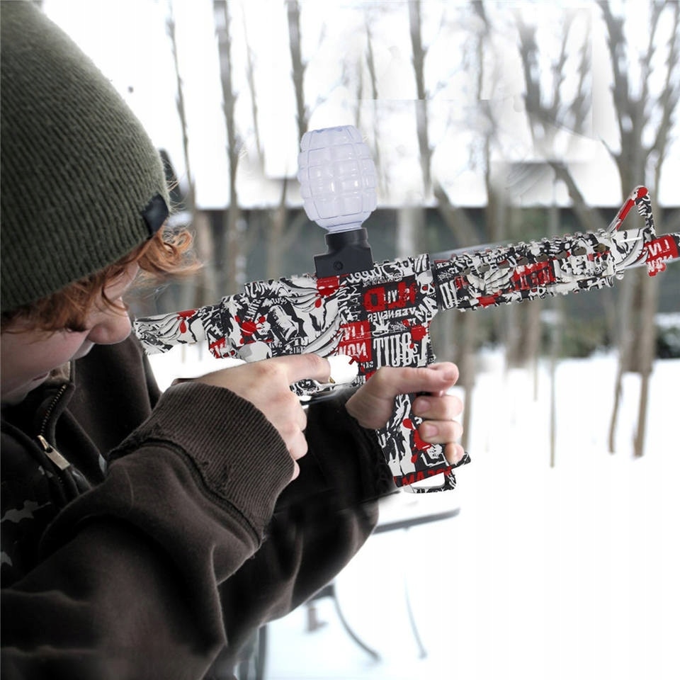 Pusca automata cu mingi gel, electrica, alb/rosu/negru - eMAG.ro