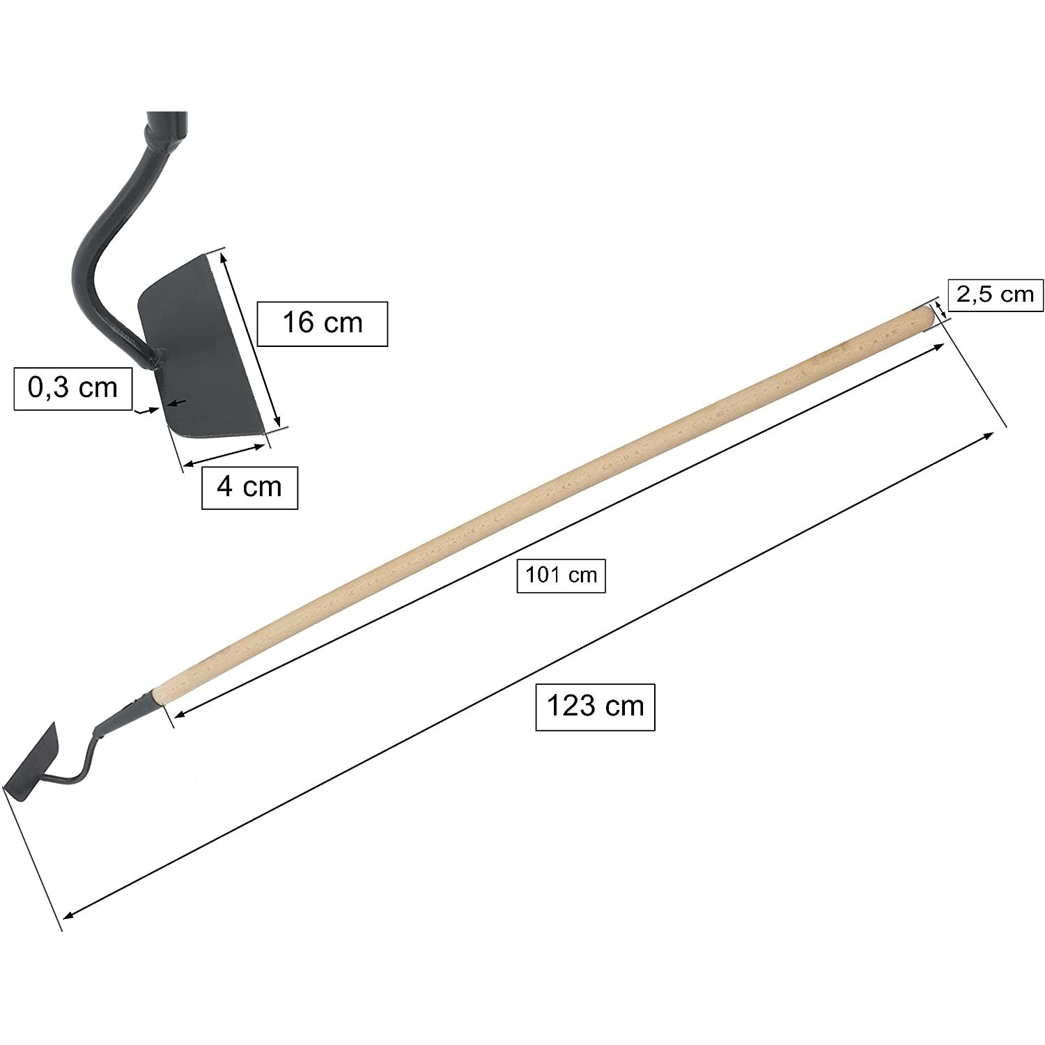 Мотика Kotarbau, Дърво/неръждаема стомана, 123 x 16 см, Крем/сив - eMAG.bg