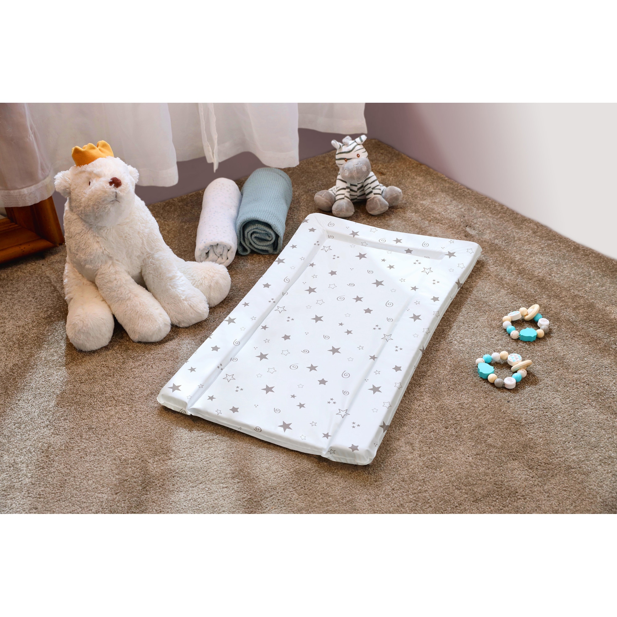 Saltea infasat M, bebeluca, 38x70 cm, Rising Stars, Alb/Cream - eMAG.ro