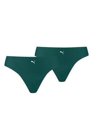 Puma, Set de chiloti tanga fara cusaturi - 2 perechi, Verde inchis, L ...