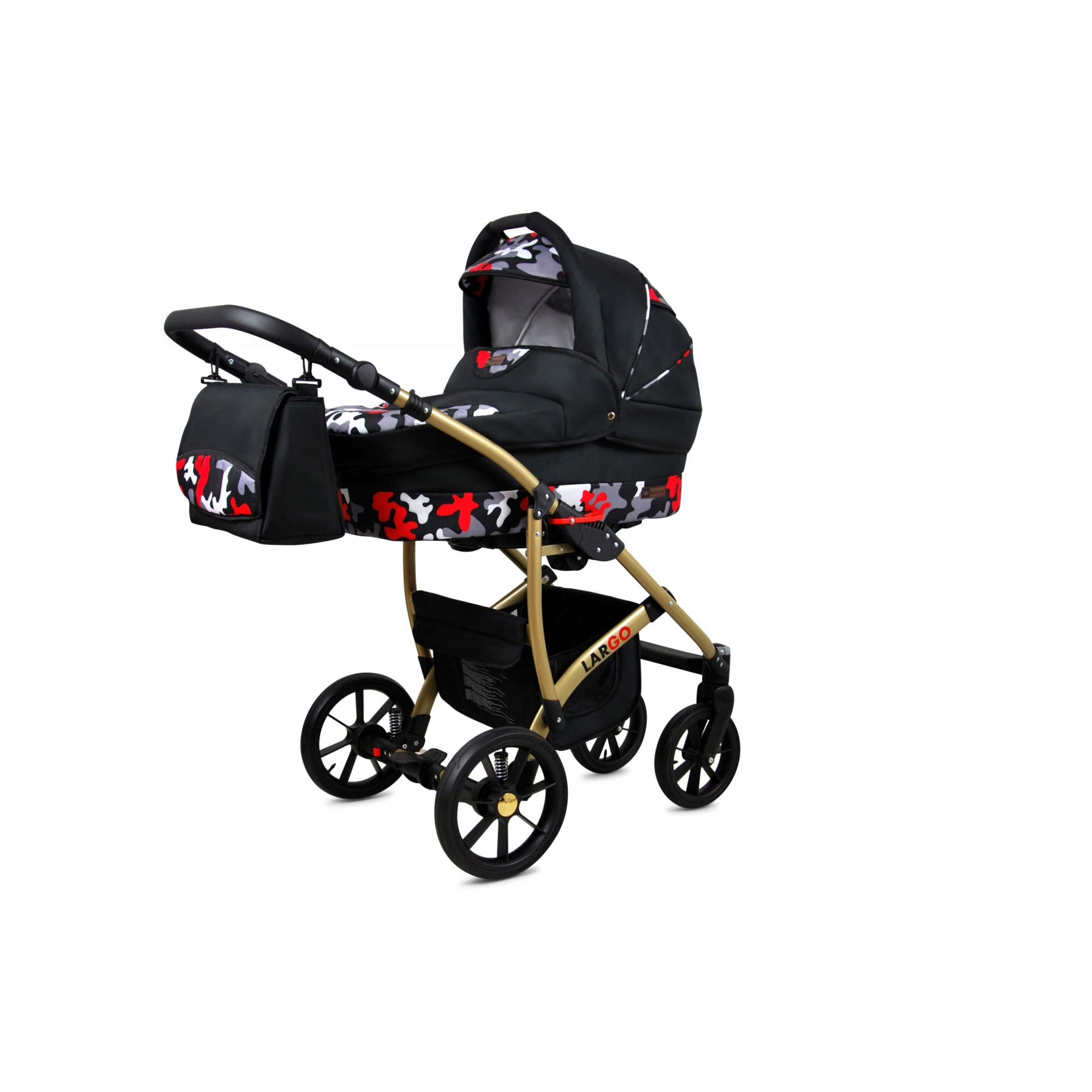 BabyLux Babakocsi 3 az 1-ben Largo Fekete Moro Megfordítható Mély ...