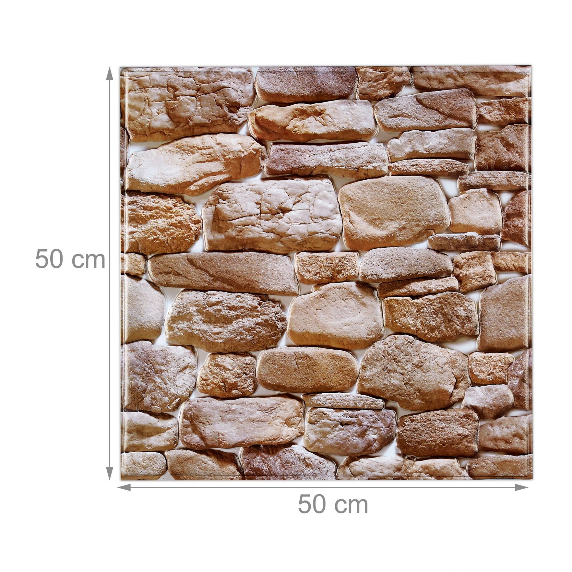 Set 10 placi decorative, Relaxdays, model B, din PVC, dimensiune placa ...