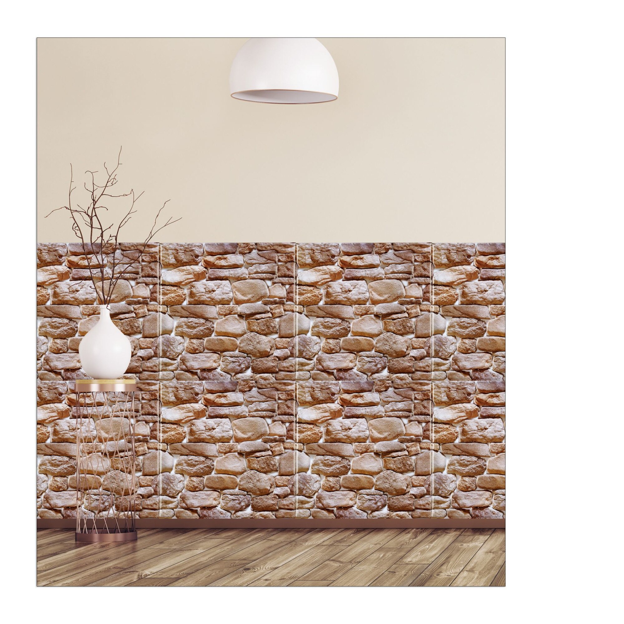 Set 10 placi decorative, Relaxdays, model B, din PVC, dimensiune placa ...