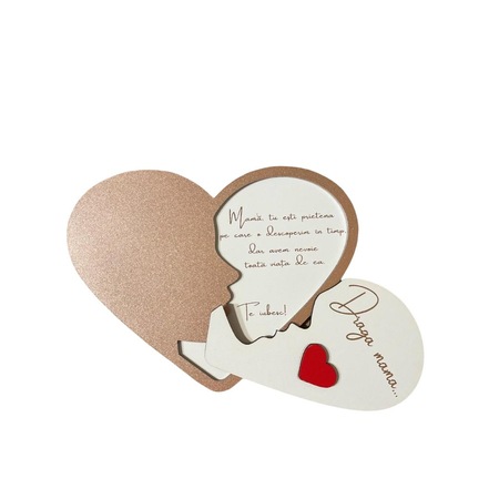 Felicitare inima Craft Design, MDF, auriu - eMAG.ro