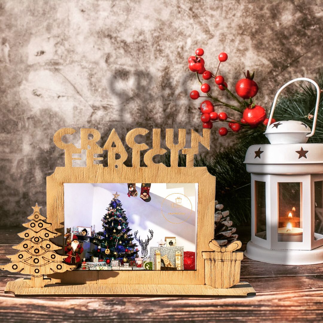 Rama foto Craft Design, Craciun Fericit, lemn natur - eMAG.ro