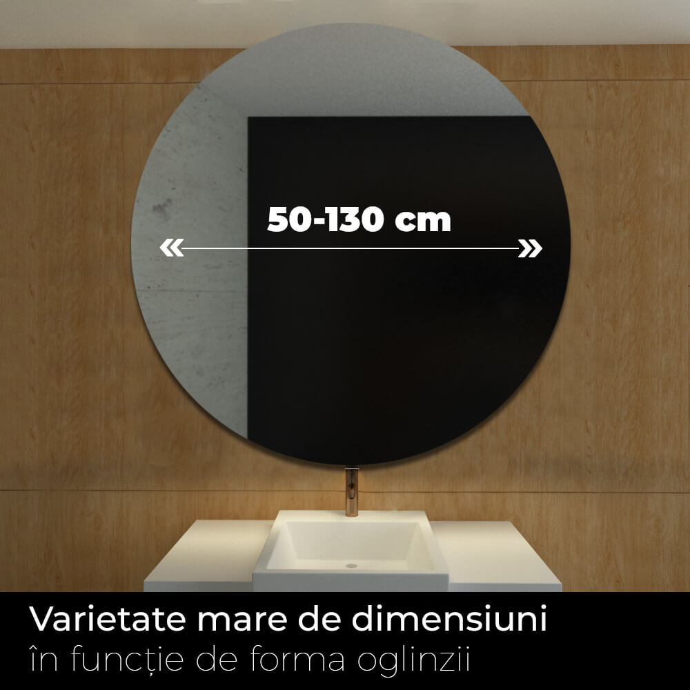 Oglinda LED, rotunda, 70x70 cm, Reflect Minimal Model 8, cu lumina LED ...