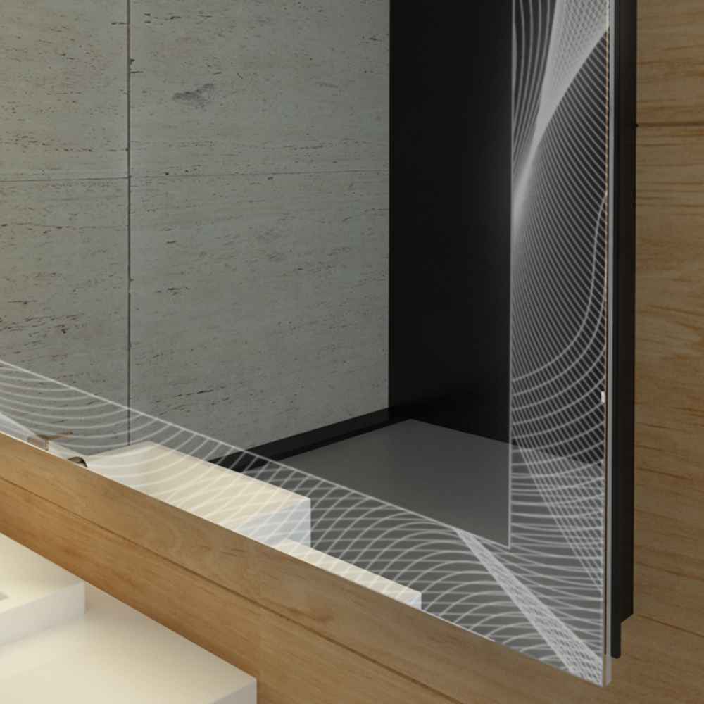 Oglinda LED 120x90 cm, LED Rece 6000K, fara butoane touch, Model Reyze ...