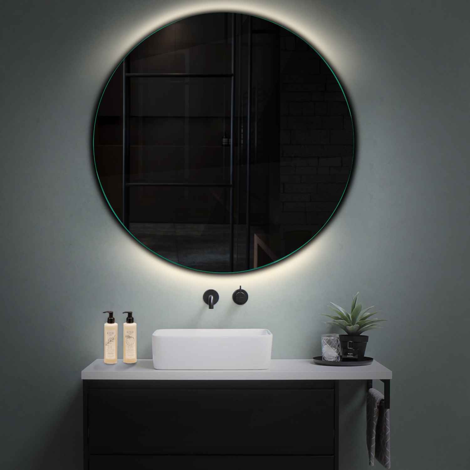 Oglinda LED, rotunda, 60x60 cm, Reflect Ambient Model 3, cu lumina LED ...