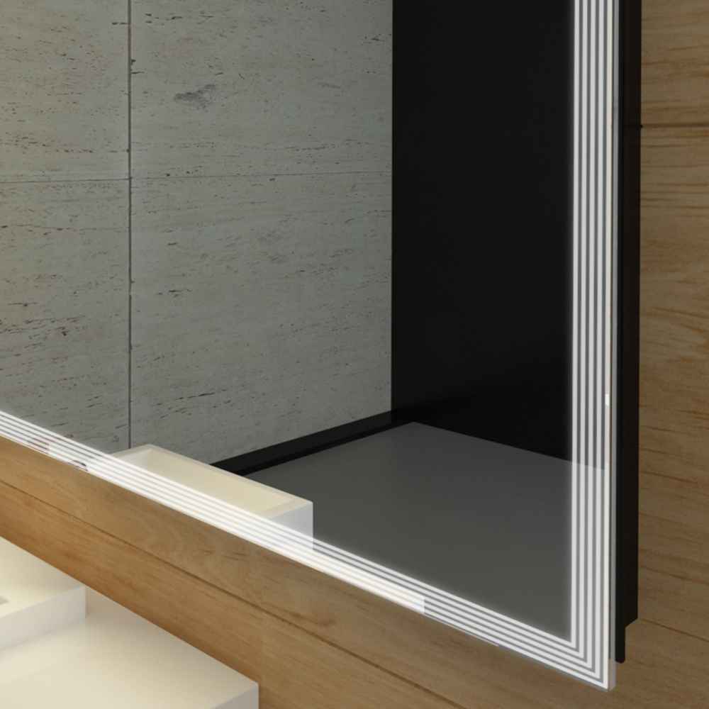 Oglinda LED 100x150 cm, LED Neutru 4000K, fara butoane touch, Model ...