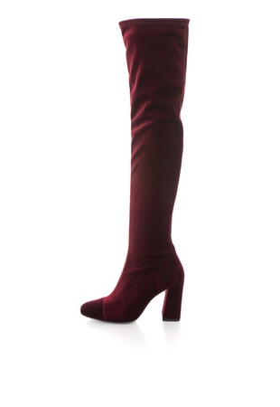 Zee Lane Кадифени ботуши над коляното в бордо 39 - eMAG.bg